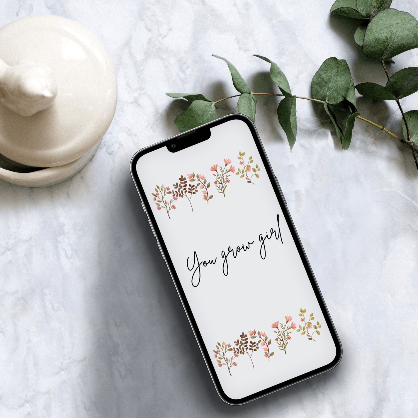 You Grow Girl Boho iphone Wallpaper & Printable Affirmations for Women ...