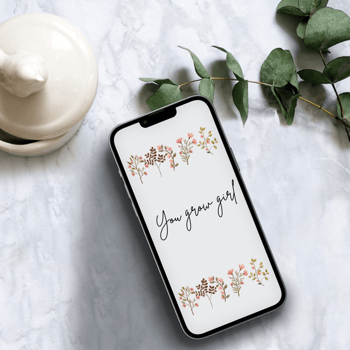 You Grow Girl Boho iphone Wallpaper & Printable Affirmations for Women ...